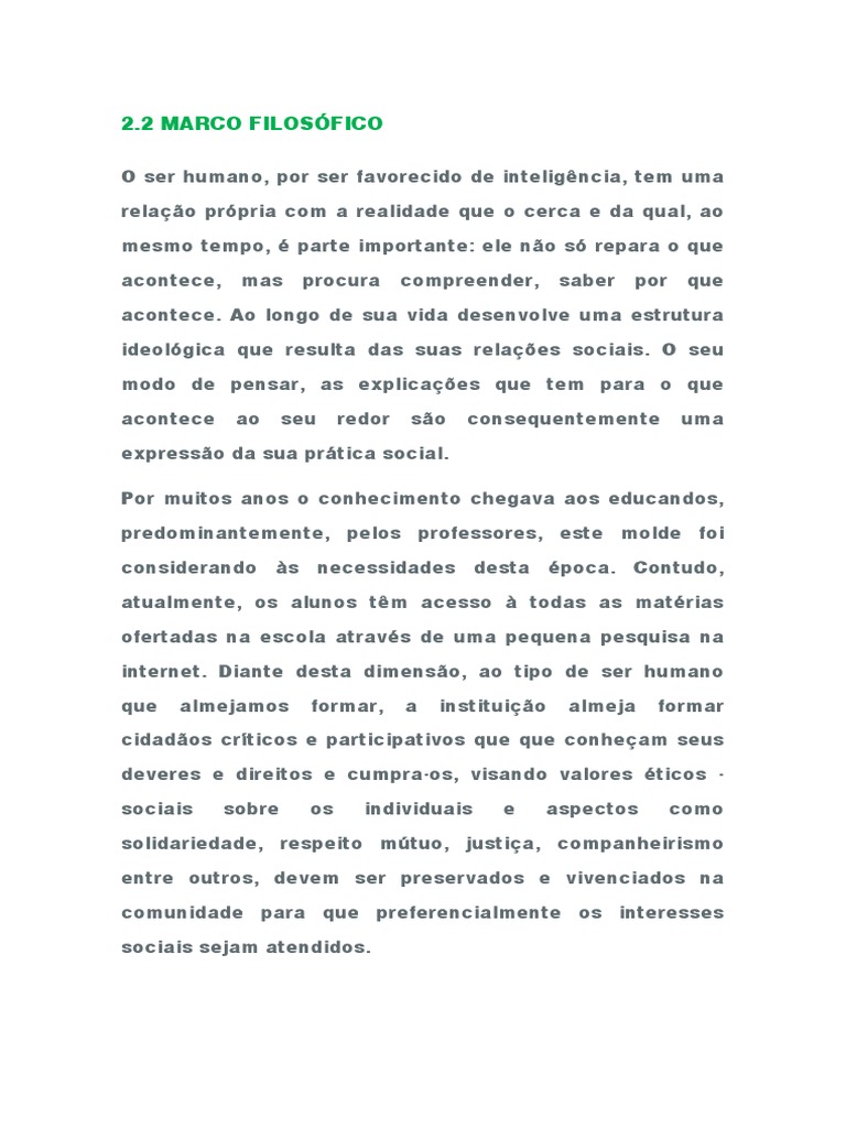 Marco Filosófico | Download grátis PDF | Cidadania | Aprendizado