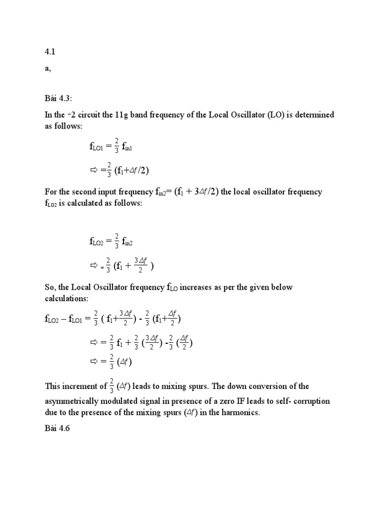 Local Oscillator Frequency Calculations | PDF