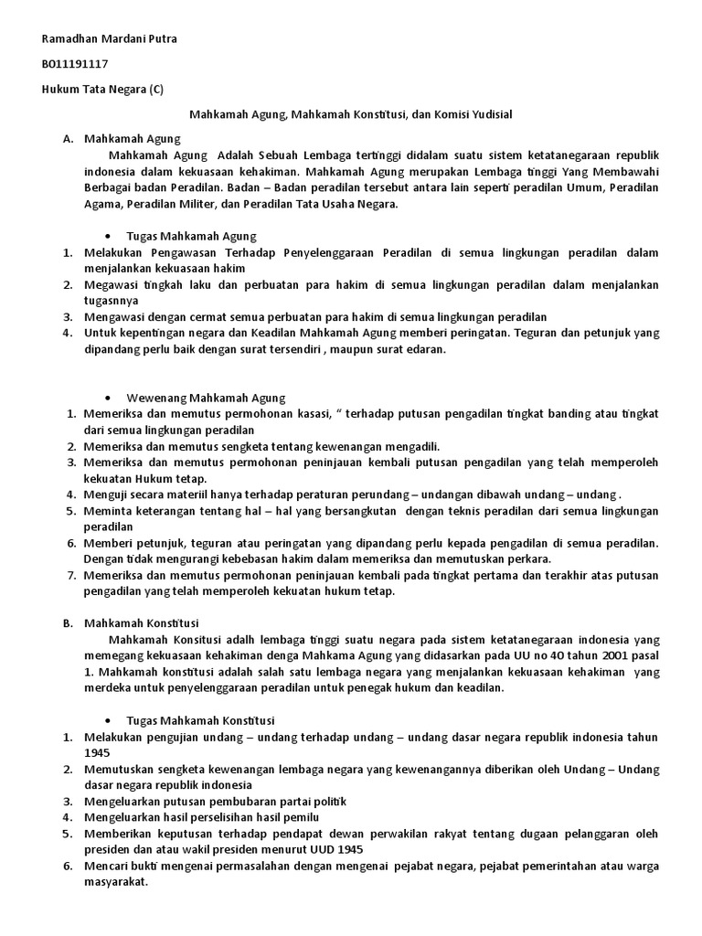 Tugas HTN 5 MA, MK Dan KY | PDF