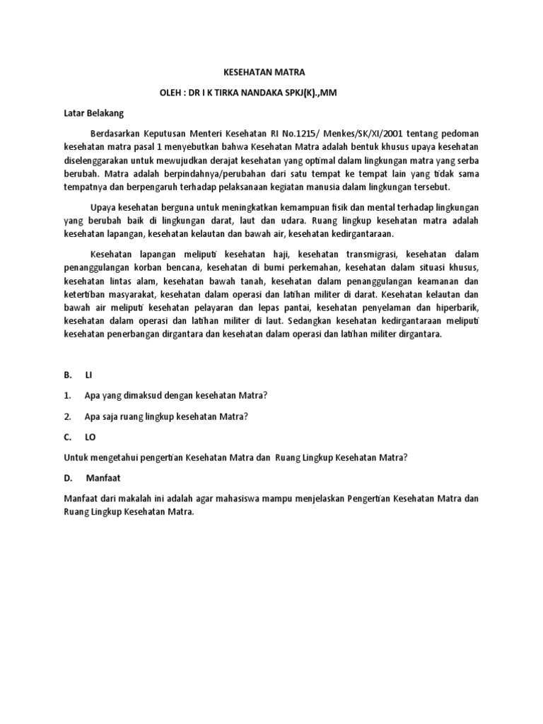 Kesehatan Matra | PDF