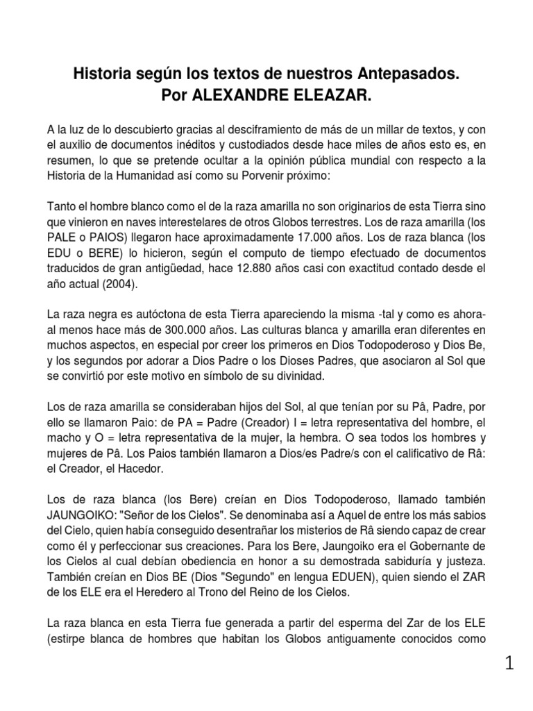 Historia de La Humanidad Según Alexandre Eleazar | PDF | imperio Romano | Tierra
