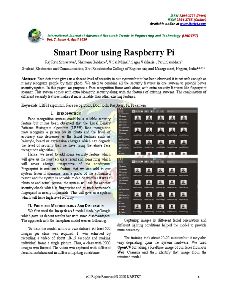 Smart Door Using Raspberry Pi | PDF | Fingerprint | Image Scanner