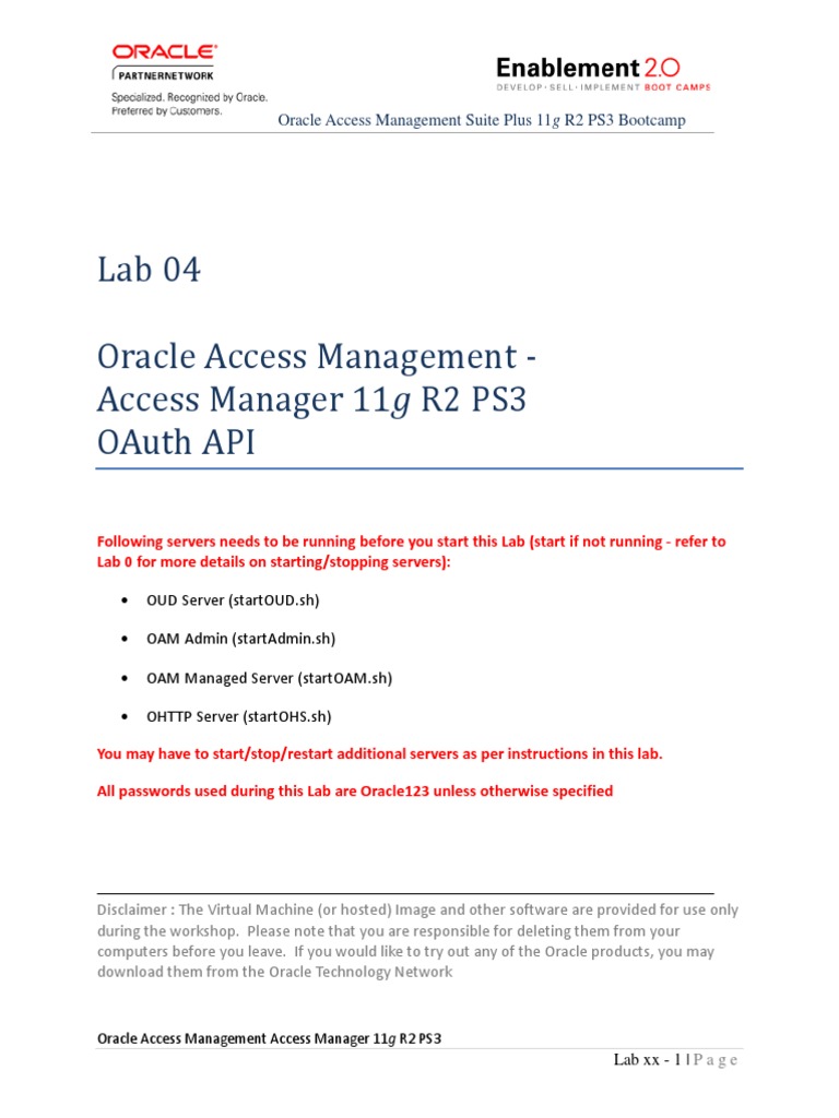 Lab 04 Oracle Access Management - Access Manager 11G R2 Ps3 Oauth Api | Download Free PDF | User ...