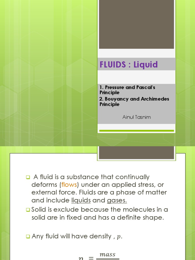 Fluids (Liquid) PDF | PDF | Buoyancy | Pressure