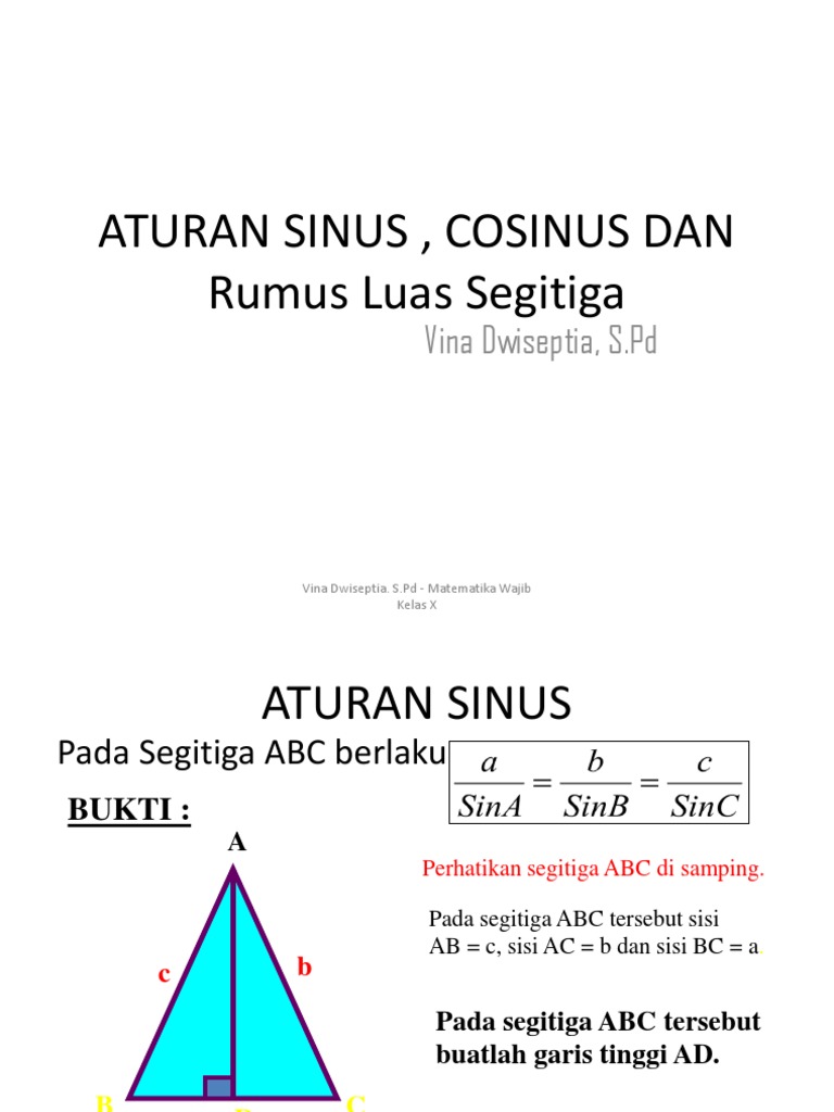 ATURAN SINUS, COSINUS DAN Rumus Luas Segitiga PDF | PDF