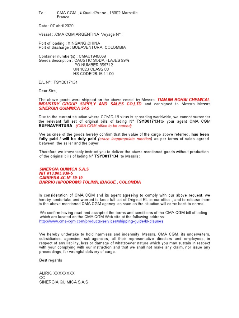 Consignee Release Confirmation Covid19 | PDF | Business