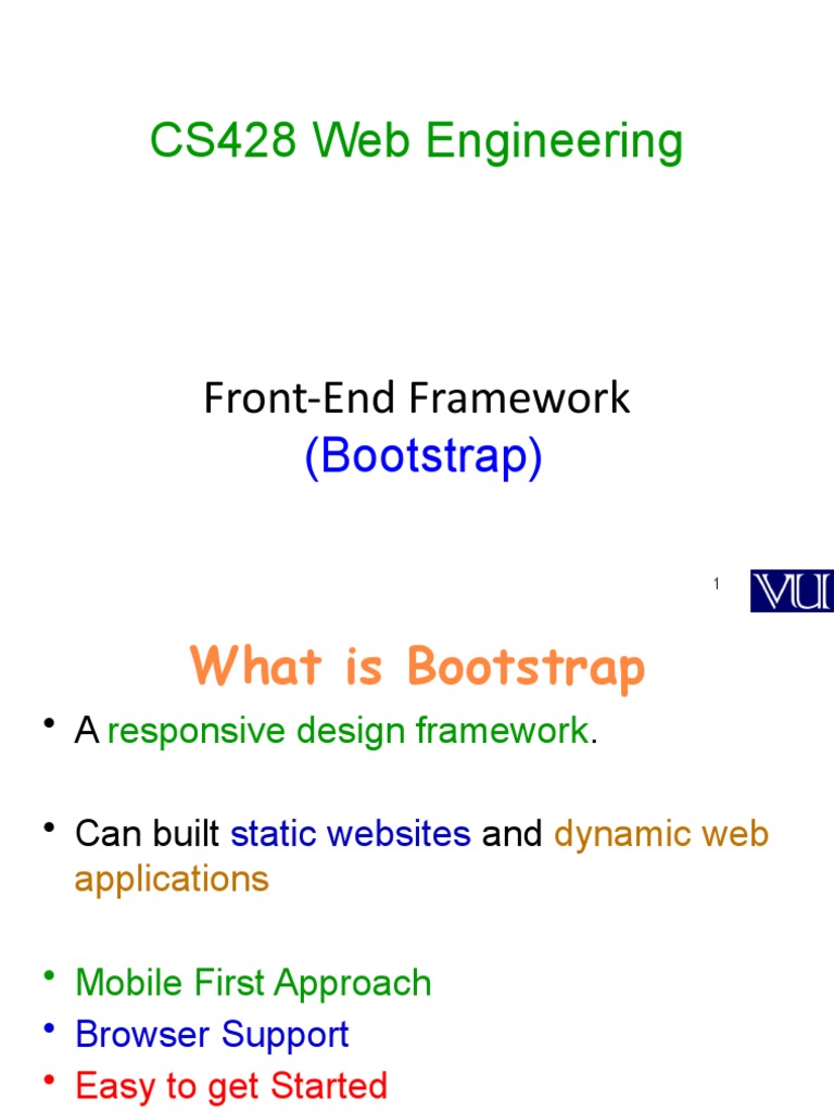 CS428 Web Engineering: Front-End Framework | PDF | Bootstrap (Front End Framework) | Responsive ...