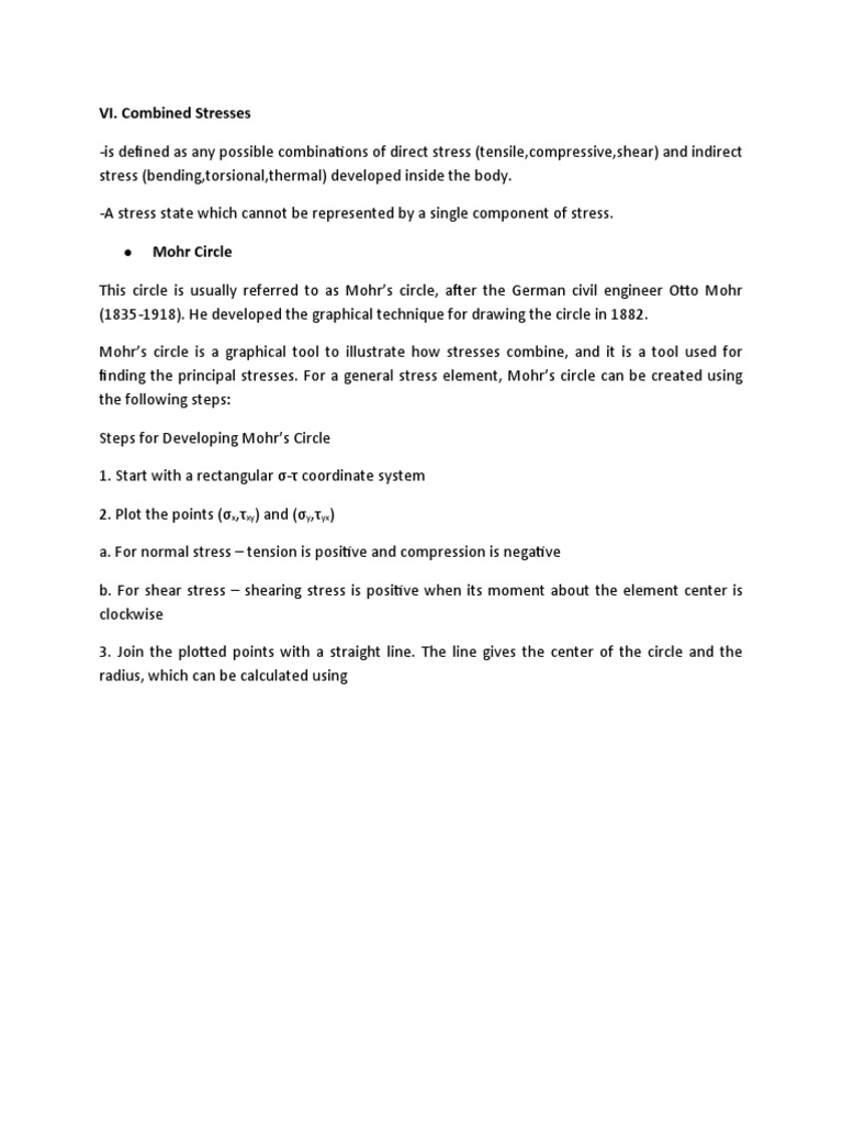 Combined Stresses 1 | PDF | Stress (Mechanics) | Circle