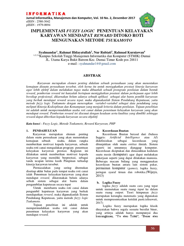 Jurnal Implementasi Fuzzy Logic | PDF