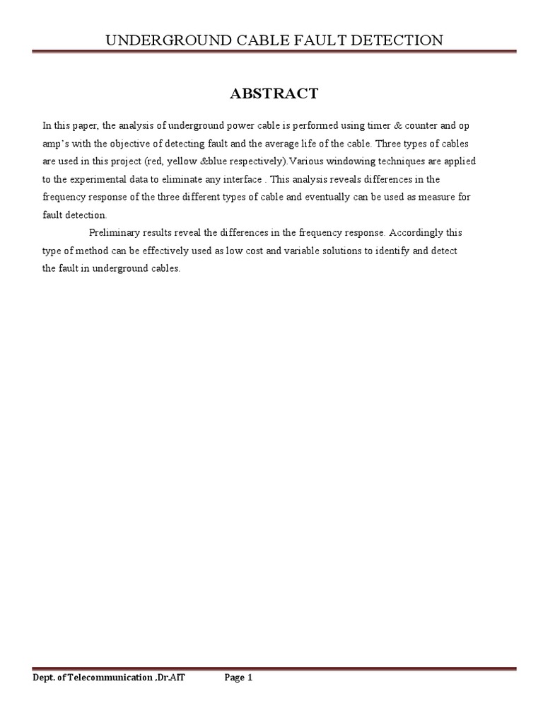 Underground Cable Fault Report | PDF | Electrical Grid | Electric Power ...