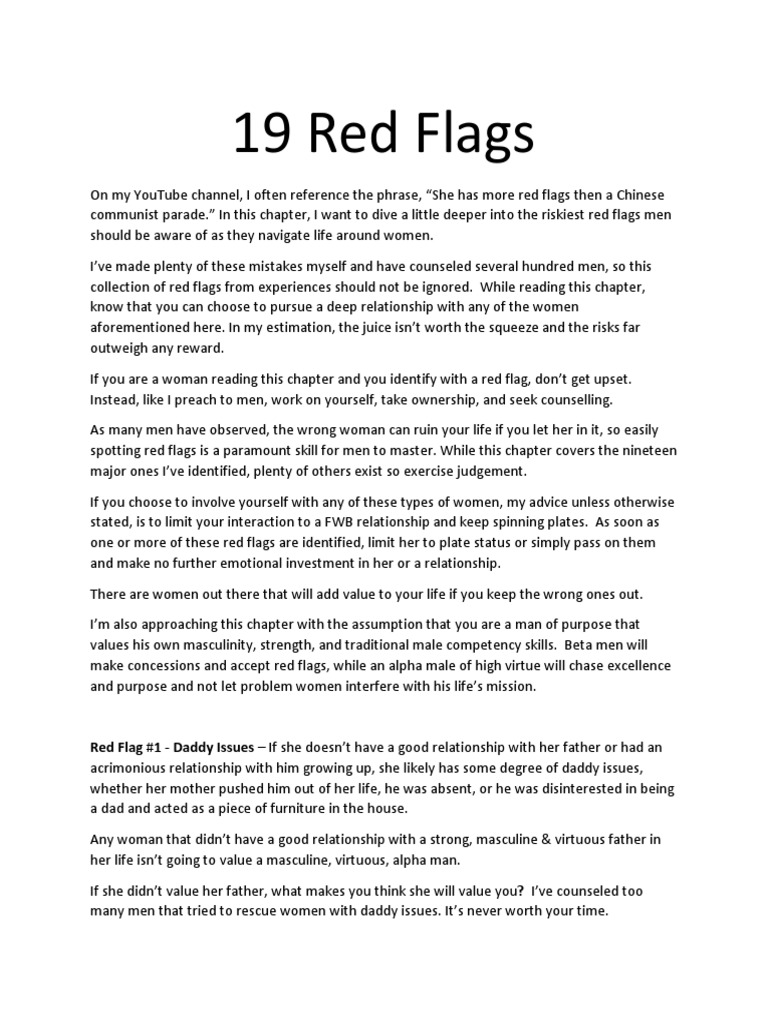 19 Red Flags: Red Flag #1 - Daddy Issues - If She Doesn't Have A Good ...