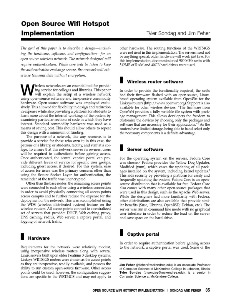 Open Source Wi-Fi Hotspot Design Guide | PDF | Domain Name System | Radius