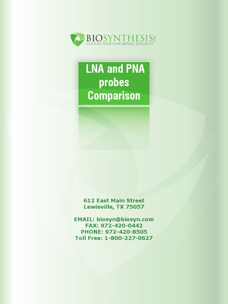 LNA-PNA Comparison4 | PDF | Sense (Molecular Biology) | Fluorescence In ...