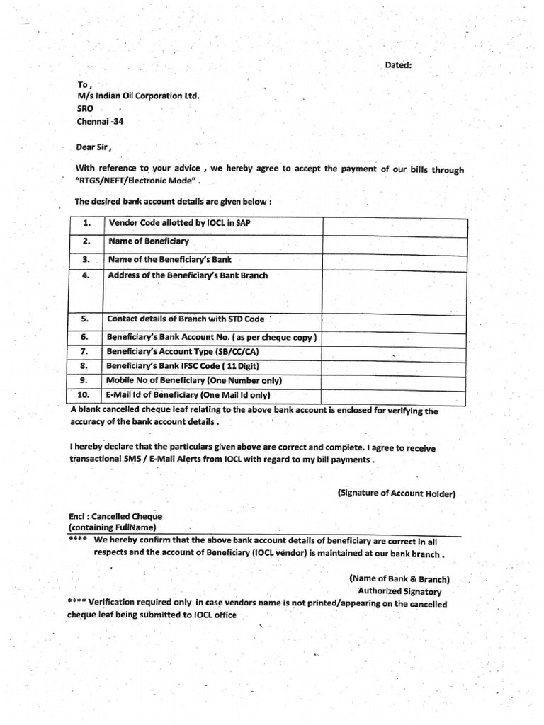 Bank Mandate Form | PDF
