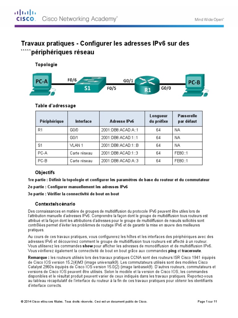8 2 5 5 Lab Configuring Ipv6 Addresses On Network Devices Pdf I
