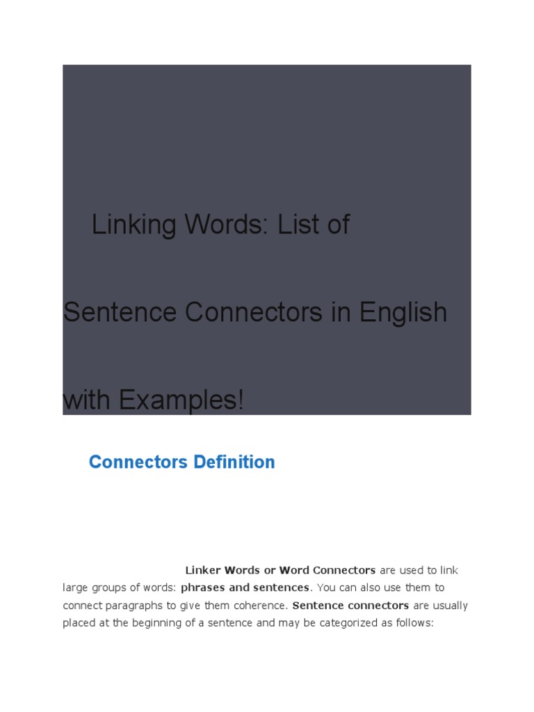 Concise Book of English Linkers and Connectives | PDF | Sentence ... Concise Book of English Linkers and Connectives | PDF | Sentence ...