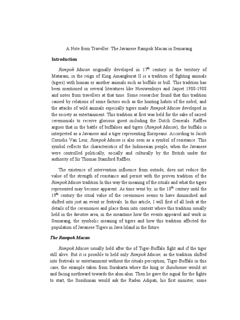 Javanese Rampok Macan Tradition Explained | PDF | Java | Tiger