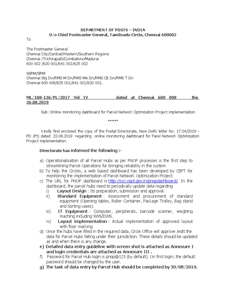 Department of Posts - India O/o Chief Postmaster General, Tamilnadu ...