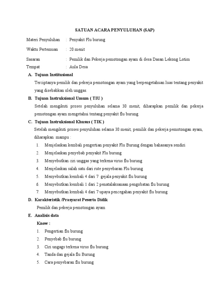 Sap Flu Burung | PDF | Pengembangan Diri