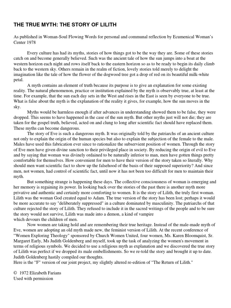 The Return of Lilith: A Feminist Retelling of the Biblical Creation ...