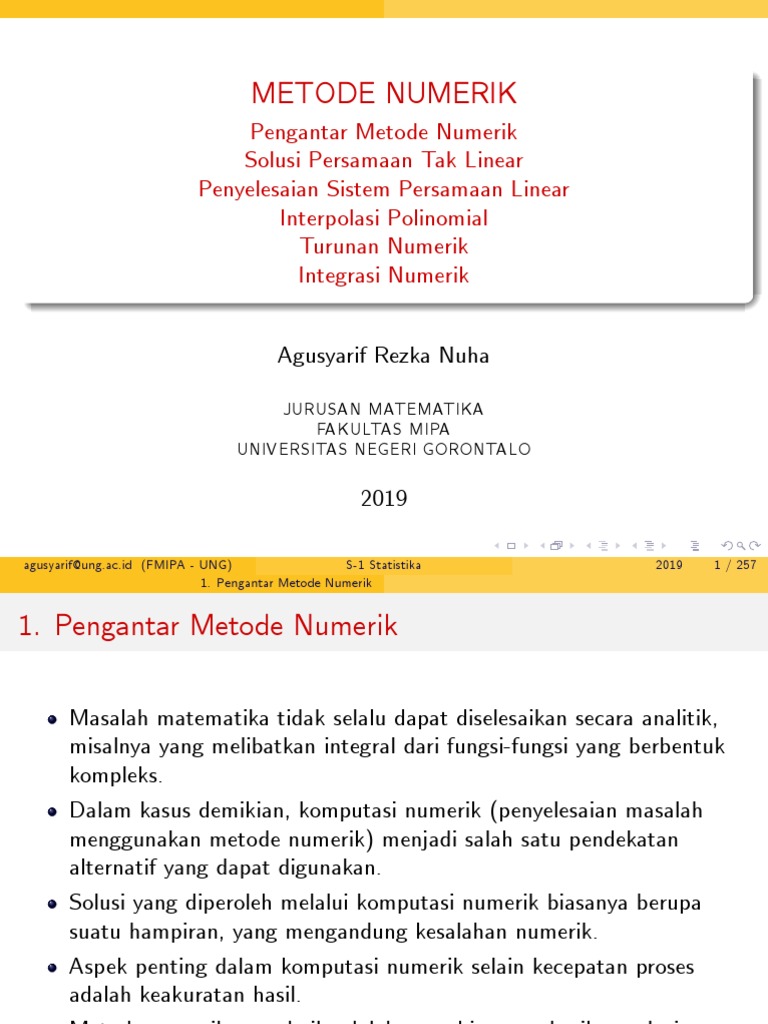 Bahan Ajar Metode Numerik Statistika 1 PDF | PDF