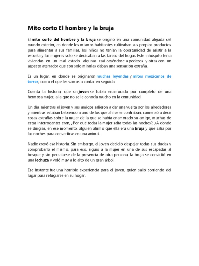 Mito Corto El Hombre y La Bruja | PDF