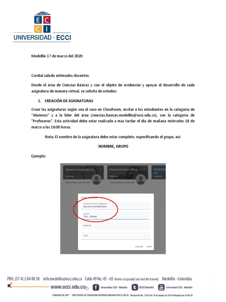 Instructivo Classroom - U - ECCI PDF | PDF