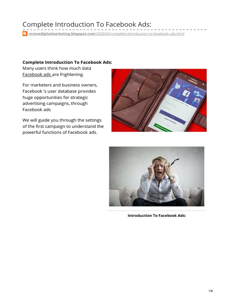 Complete Introduction To Facebook Ads | PDF | Advertising | Facebook