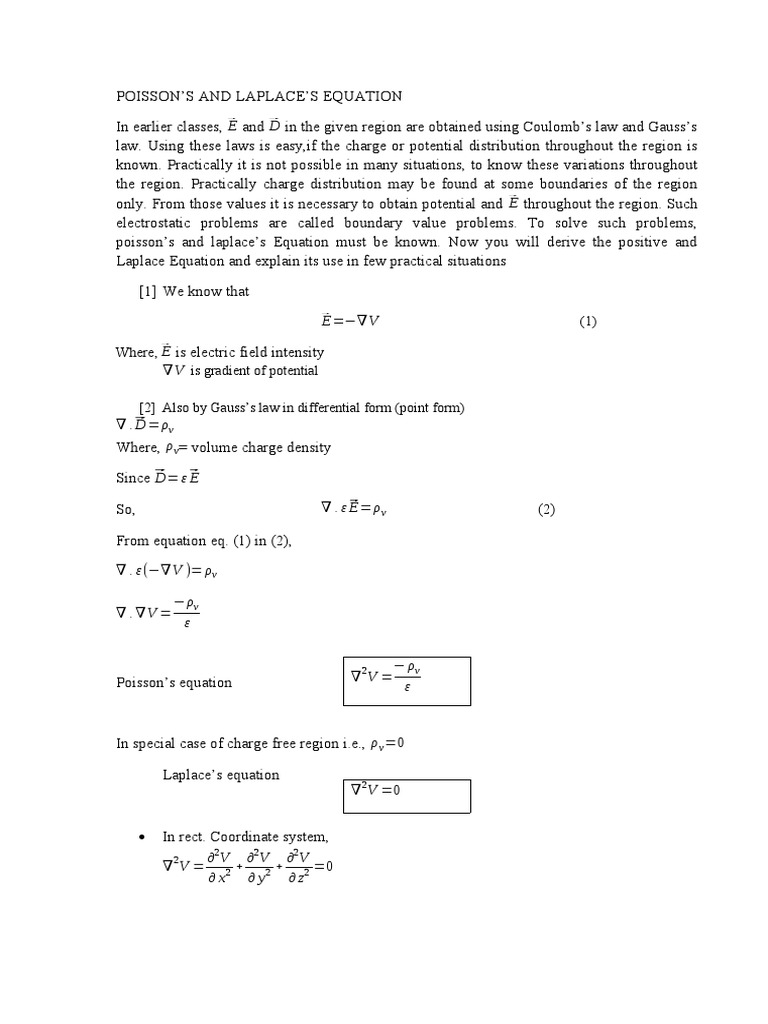 POISSON's and Laplace's Eq | PDF | Multivariable Calculus ...