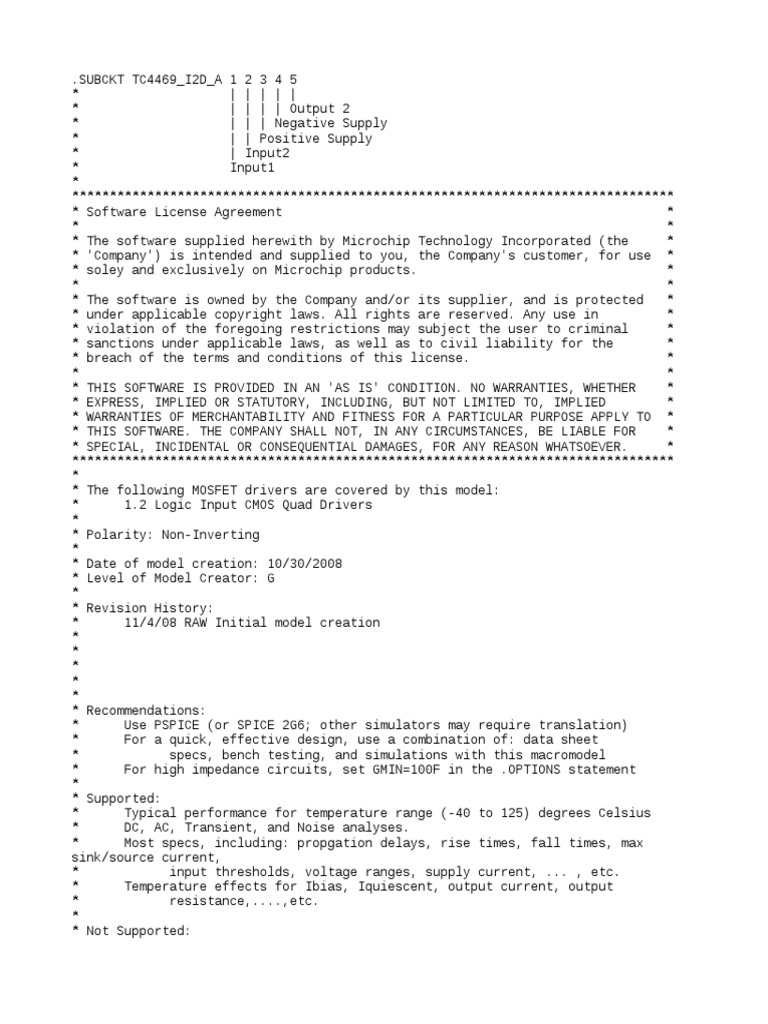 TC4469 Rev1 SPICE Model | PDF | Spice | Electrical Engineering