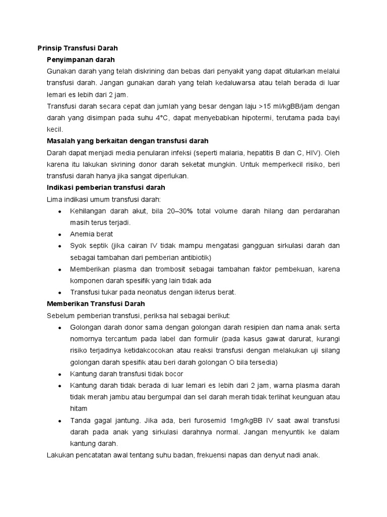 Prinsip Transfusi Darah | PDF