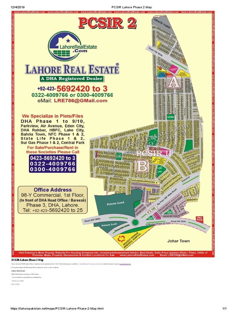PCSIR Lahore Phase 2 Map Overview | PDF