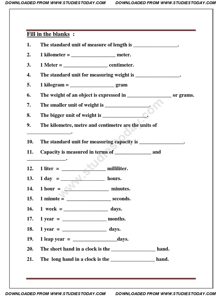 CBSE Class 3 Mathematics - Practice Worksheet 1 | PDF | Scientific ...