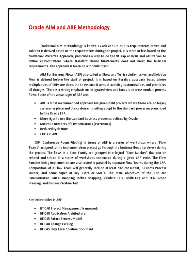 Oracle AIM and ABF Methodology | PDF | Business Process | Software ...
