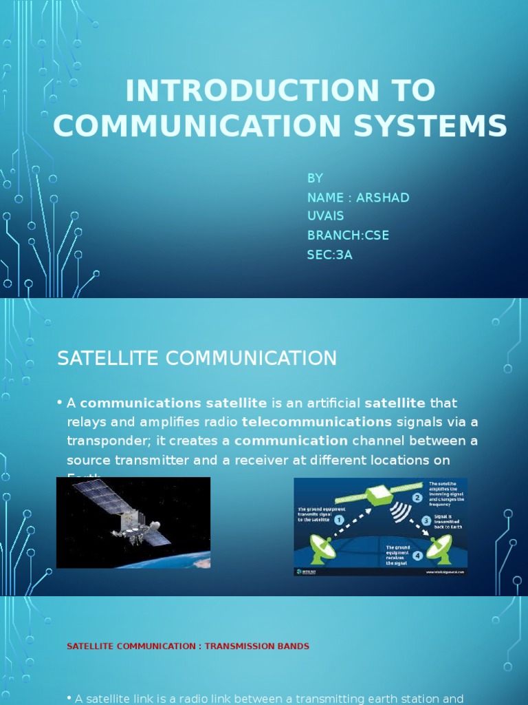 Introduction To Communication Systems: BY Name: Arshad Uvais Branch:Cse ...