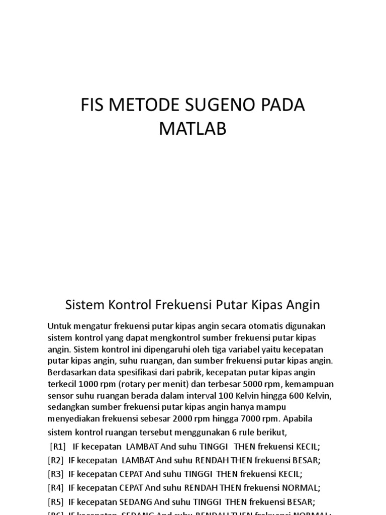 Fis Metode Sugeno Pada Matlab | PDF
