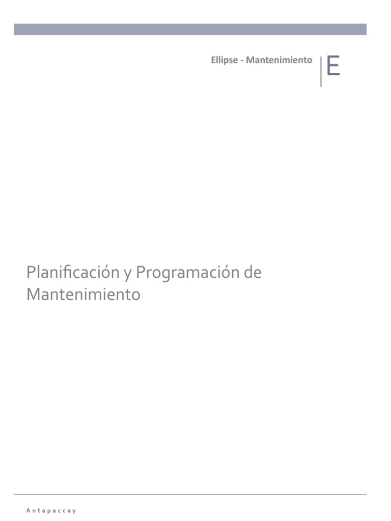 Planificación de Mantenimiento ELLIPSE | PDF | Programación de ...