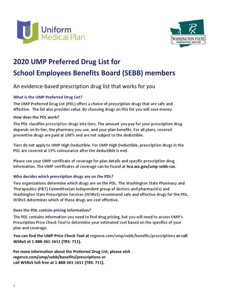 2020 UMP Preferred Drug List Overview | PDF | Prescription Drugs | Pharmacy