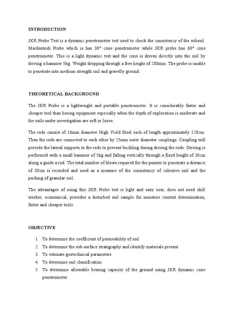 JKR Probe Test | PDF | Geotechnical Engineering | Soil