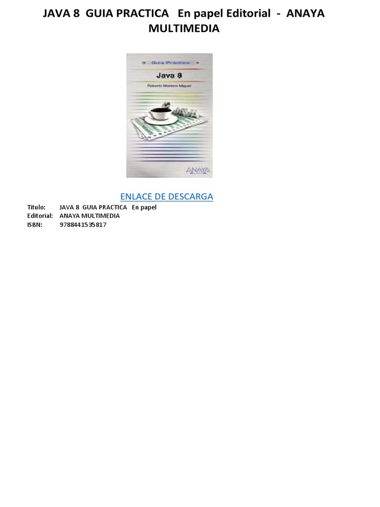JAVA 8 GUIA PRACTICA Editorial - ANAYA MULTIMEDIA PDF | PDF | Negocios ...
