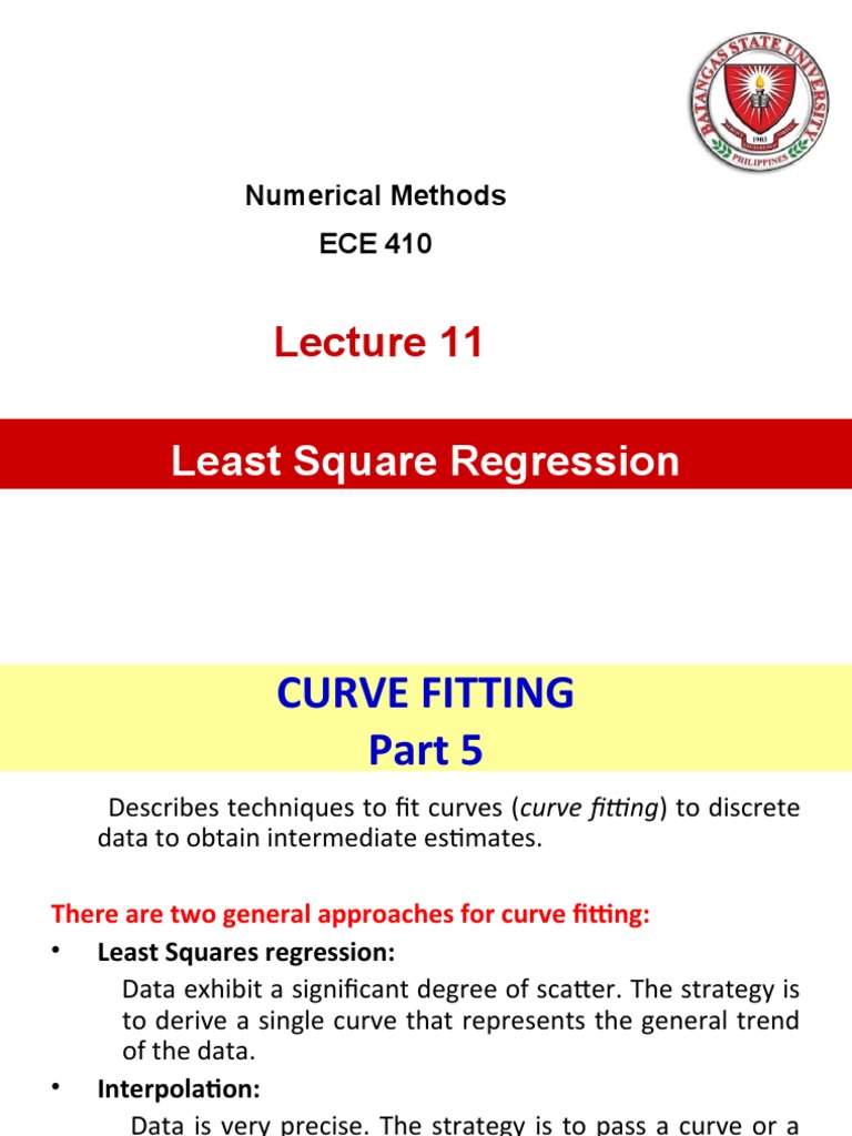 Least Square Regression Numerical Methods Ece 410 Pdf Regression Analysis Errors And