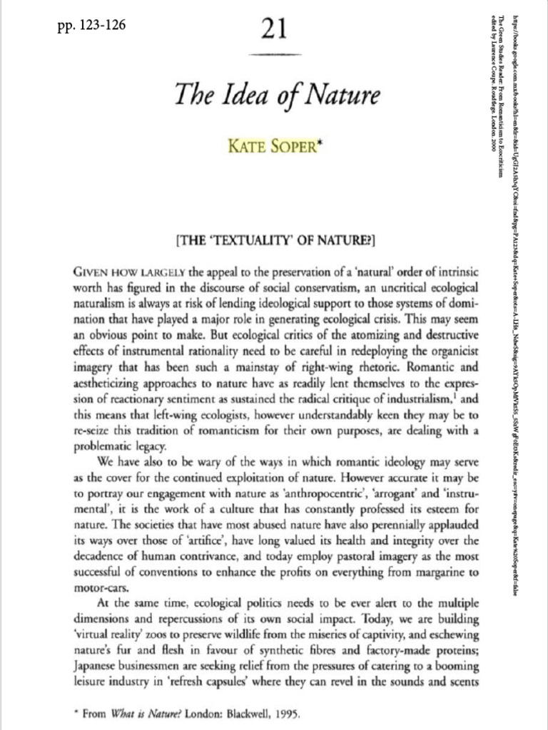Kate Soper Idea Nature | PDF | Concept | Nature