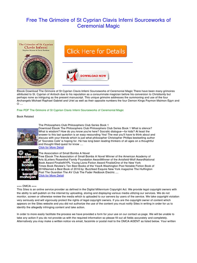 The Grimoire of ST Cyprian Clavis Inferni Sourceworks of Ceremonial Magic - NCZQSXL PDF | PDF ...