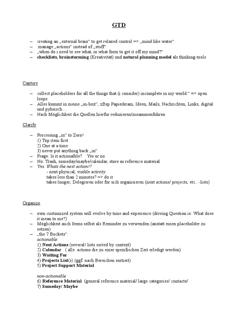 Checklists, Brainstorming (Kreativität) Und Natural Planning Model Als ...