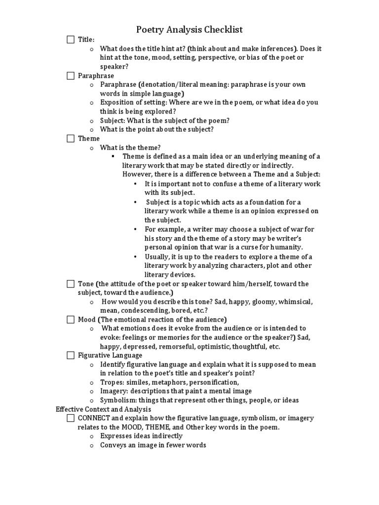 Poetry Checklist