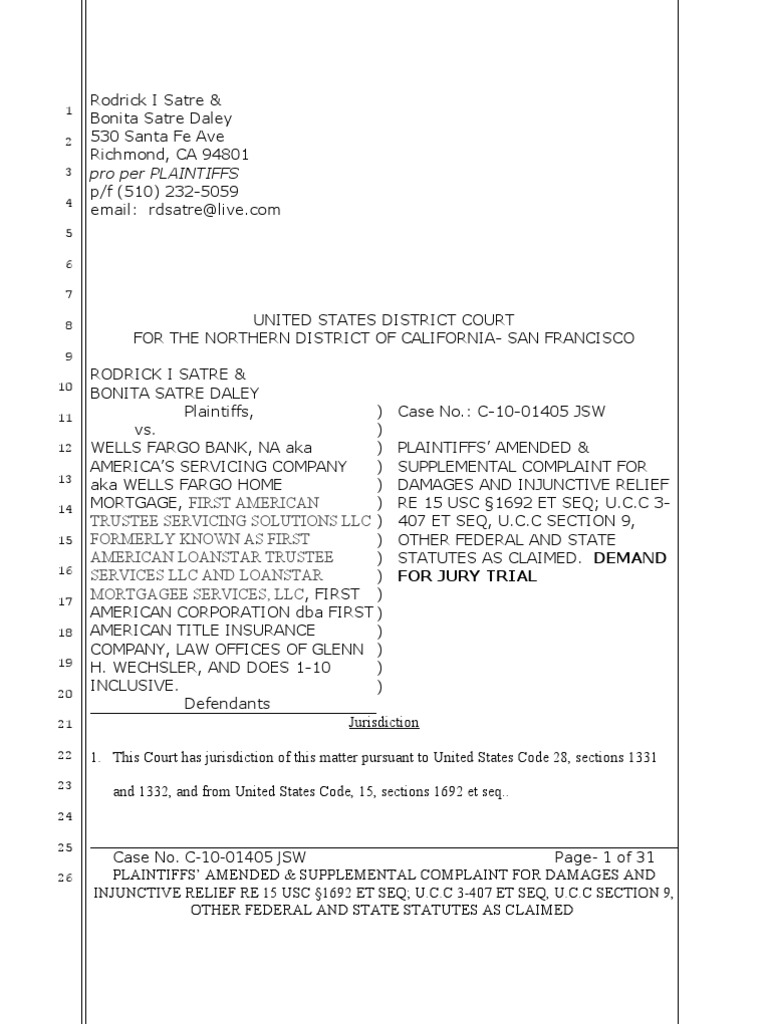 1st Amended Complaint | United States Code | Complaint