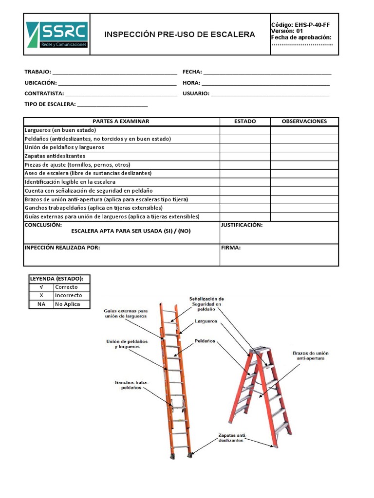 Inspección Pre-uso de Escaleras | PDF