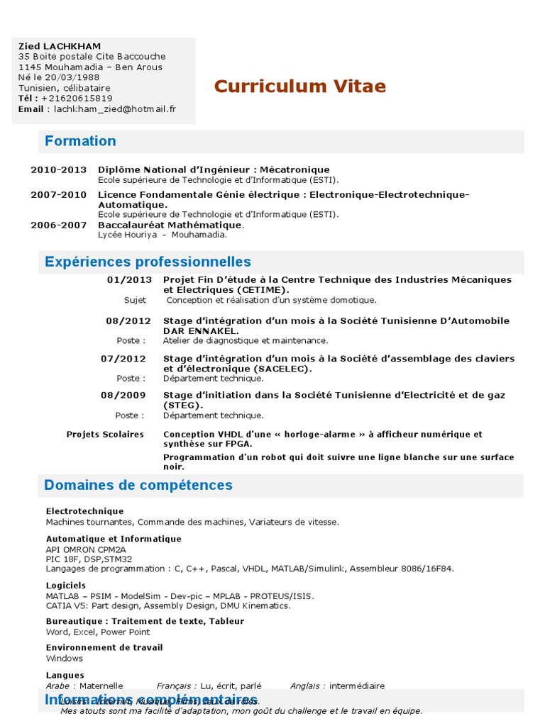 Curriculum Vitae: Formation | PDF | Informatique | Logiciel