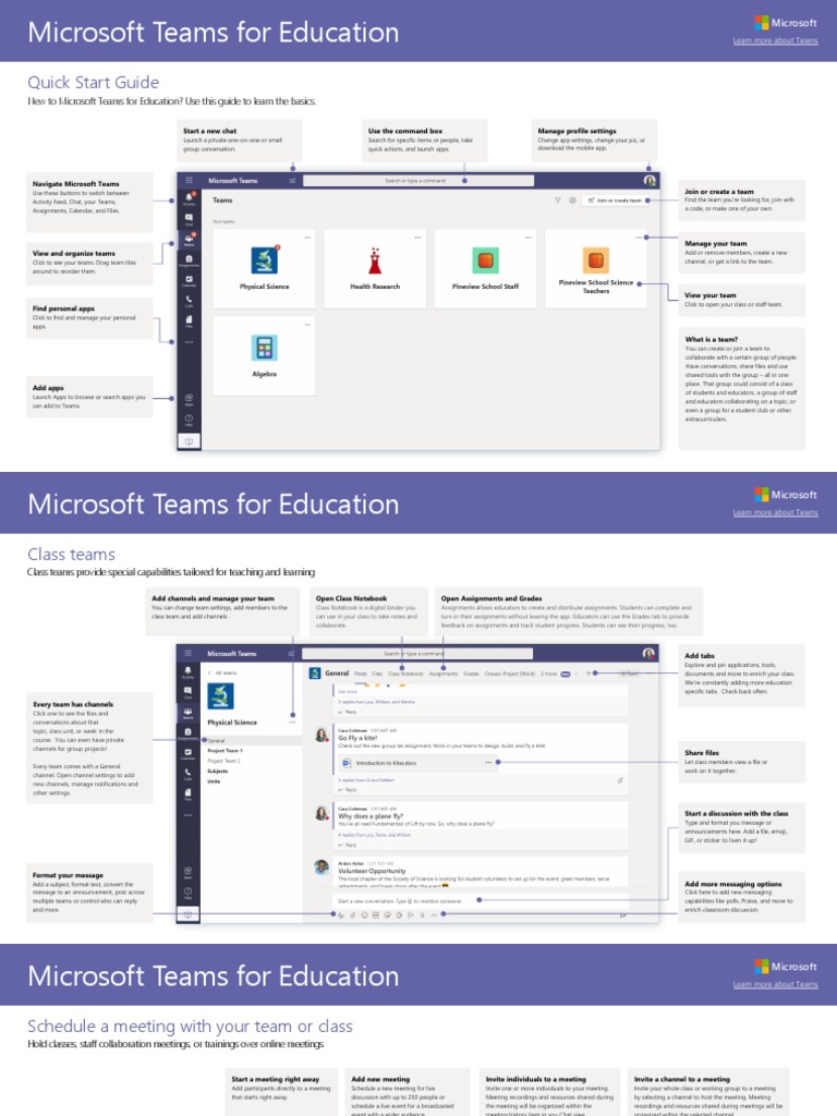 QuickGuide Microsoft Teams For Education PDF | PDF | Web Conferencing ...
