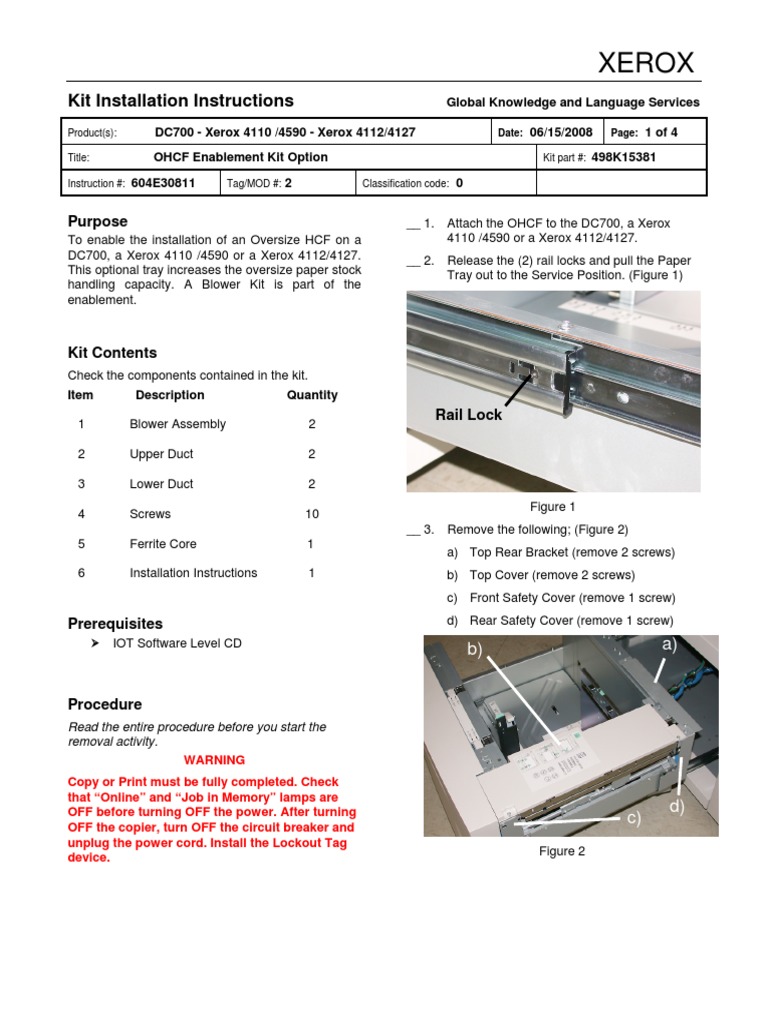 Xerox: Kit Installation Instructions | PDF | Electrical Connector ...